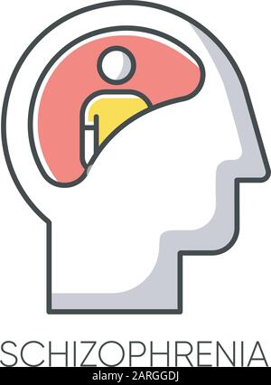 Schizophrenia icon. Unclear thinking. Confused mind. Mental disorder ...