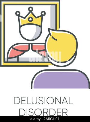 Delusional disorder icon. Man in mirror reflection. Bizzare and false ...