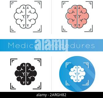 Brain scan color icon. Neuroimaging. Nervous system structure analysis ...