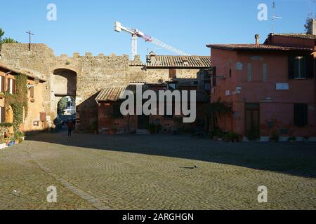 The beautiful castle of Julius II in Ostia Antica village, Rome, Italy ...