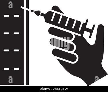 Intramuscular injection glyph icon. Silhouette symbol. Gluteal, buttock ...