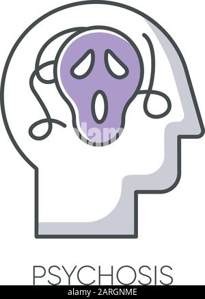 Psychosis icon. Paranoid and scared person. Confused mind. Fear. Phobia ...