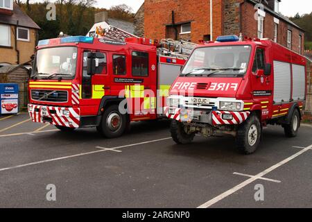 North Wales Volvo fire engine - near-side equipment storage showing ...