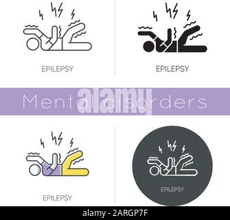 Epilepsy linear icon. Convulsive seizure. Shaking and tremor. Epileptic ...