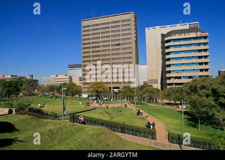 View of park, Traduna building and C.A.M. building, Braamfontein ...
