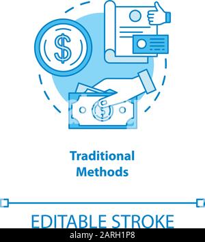 Traditional payment methods concept icon. Payment in currency idea thin ...