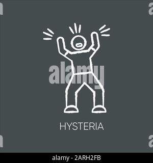 Hysteria linear icon. Person screaming. Man shouting. Rage and ...