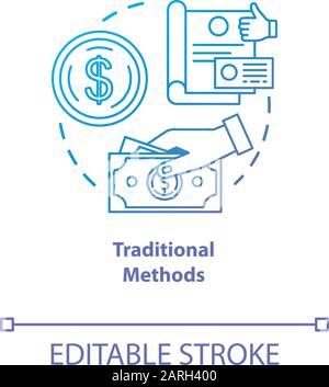 Traditional payment methods concept icon. Payment in currency idea thin ...