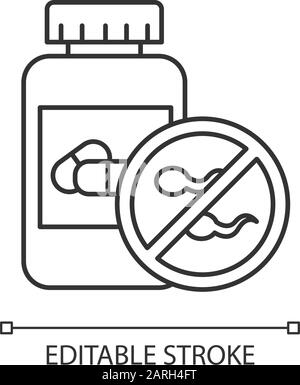 Birth control linear icon. Female contraceptive. Unplanned pregnancy ...