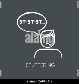 Stuttering linear icon. Speech problem. Sound prolongation. Oral ...