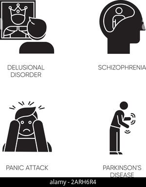 Delusional disorder icon set in flat and line style. Delusions symbol ...