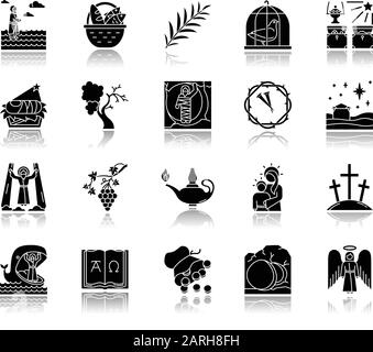 Miracles of Jesus Christ icons pictogram. Stick figure of Jesus Christ ...