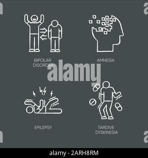 Epilepsy linear icon. Convulsive seizure. Shaking and tremor. Epileptic ...