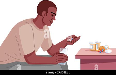 Cartoon vector illustration of a drug addict man addicted to heroin ...