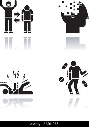 Tardive dyskinesia glyph icon. Tremor from medication. Movement problem ...