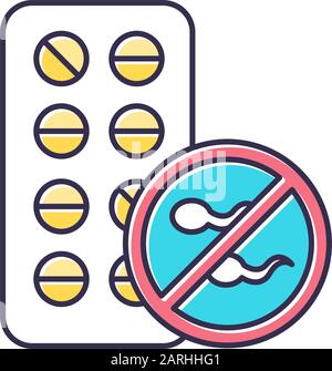 Birth control color icon. Female oral contraceptive. Unwanted pregnancy ...