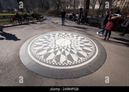 John Lennon Imagine memorial in Central Park NYC, Strawberry Fields ...