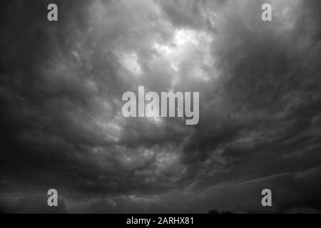 Angry threatening and menacing storm clouds in Black and white Stock ...
