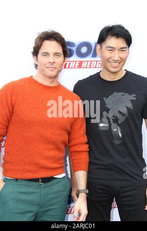 James Marsden and Haruki Satomi at the Los Angeles premiere of 'Sonic ...