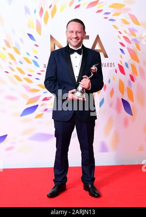 Peter Ash, winner of the Best Newcomer award in the press room during ...