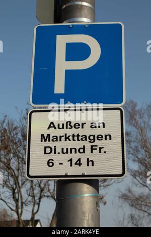 German road sign: parking place for goods vehicles Stock Photo ...
