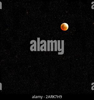 Sky, night, stars, moon, lunar partial eclipse, creative, painting ...