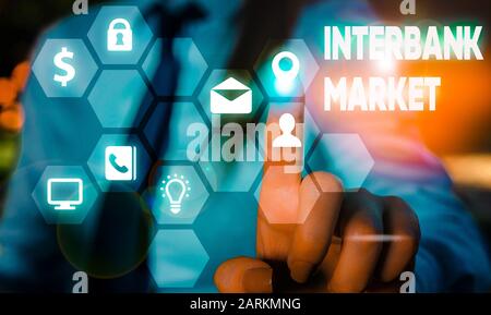 Conceptual hand writing showing Interbank Market. Concept meaning forex ...