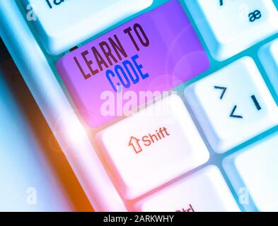 Text sign showing Learn To Code. Conceptual photo Learn to write Software Be a Computer ...
