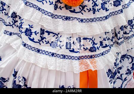 Details of the typical Panamanian dress known as pollera. The pattern ...