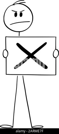 Person Holding No Sign, Vector Cartoon Stick Figure Illustration Stock ...