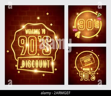 set of labels retro style neon light Stock Vector Image & Art - Alamy