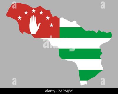 Map and flag of Abkhazia. Republic of Abkhazia vector on white ...