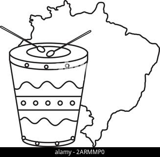 drum instrument musical with map of brazil Stock Vector Image & Art - Alamy