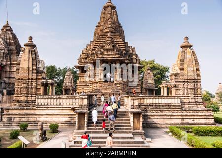 Chandella dynasty temple, Lakshmana Temple, Khajuraho, Madhya Stock ...