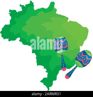 maracas with map of brazil isolated icon Stock Vector Image & Art - Alamy