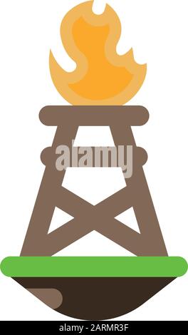 Oil tower with flame design, Fracking industry fuel technology power ...