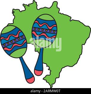 maracas with map of brazil isolated icon Stock Vector Image & Art - Alamy