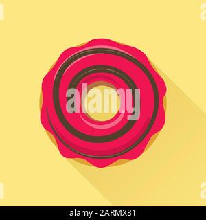 Red glazed donut, illustration, vector on a white background Stock ...