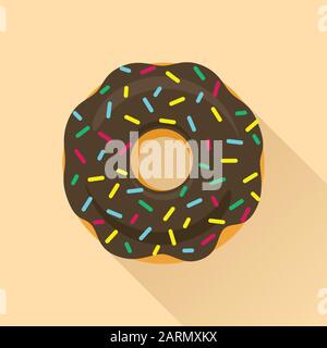 sweet breakfast colorful donut with sprinkles and hot chocolate Stock ...