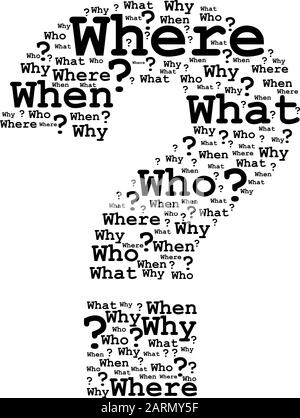 Five W's - Who, Where, Why, What, When vector illustration word cloud ...