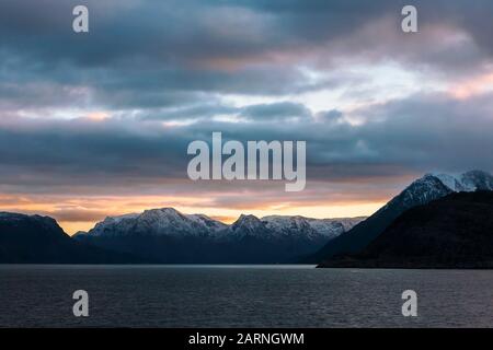 The entrance to the Øksfjorden, Loppa Municipality, Vest-Finnmark ...