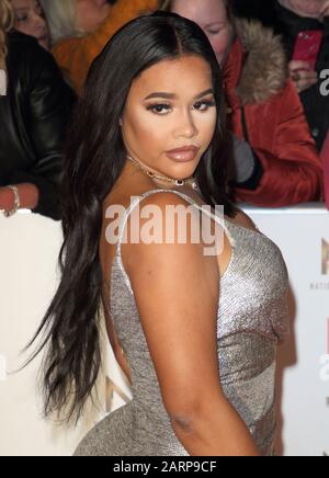Lateysha Grace attends the National Television Awards 2020 at The O2 ...