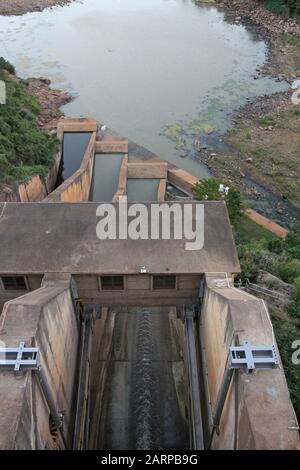 Aerial view of Jozini Dam/Pongolapoort Dam Lake wall, Phongolo River ...