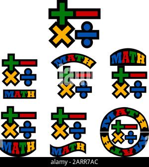 Cartoon Math word with math symbols illustration Stock Vector Image ...