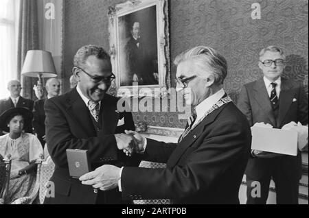 State visit Surinamese President Ferrier; Staatisefoto. Prince Bernhard ...