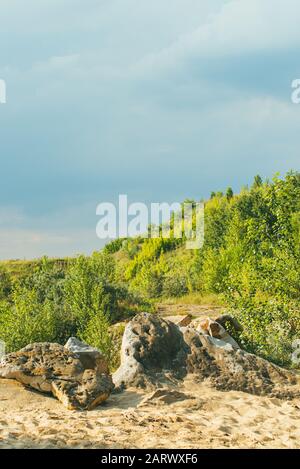 A beautiful shot of rocky mountains and stone formations in Atacama ...