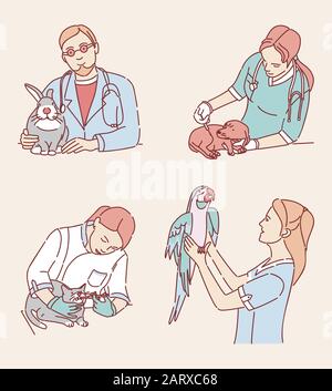 Flat cartoon patients doctor characters,PCR test,coronavirus prevention ...