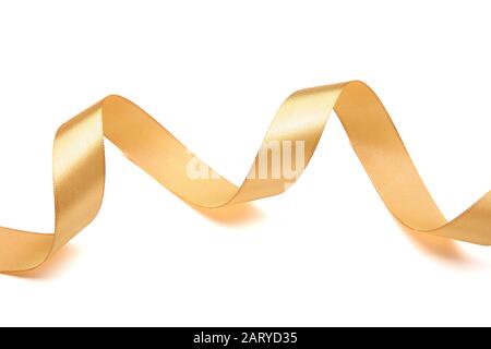 Beautiful golden ribbon on white background Stock Photo - Alamy