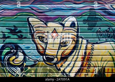 Graffiti Street Art Mural with Fox Stock Photo - Alamy