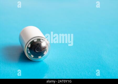 Capsule with camera for capsular endoscopy close up on white background ...
